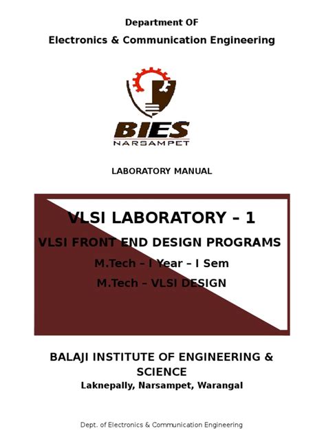 Vlsi Front End Lab Manual Pdf Vhdl Hardware Description Language
