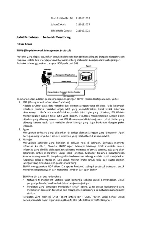 Doc Network Monitoring Snmp Simple Network Management Protocol