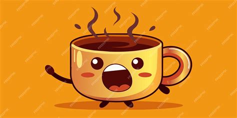 재미있는 얼굴을 가진 만화 캐릭터가 노란색 배경에 있습니다 프리미엄 벡터