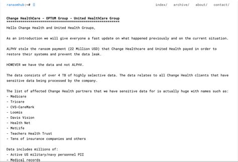 Second Ransomware Group Demands Unitedhealth Pay For Stolen Data