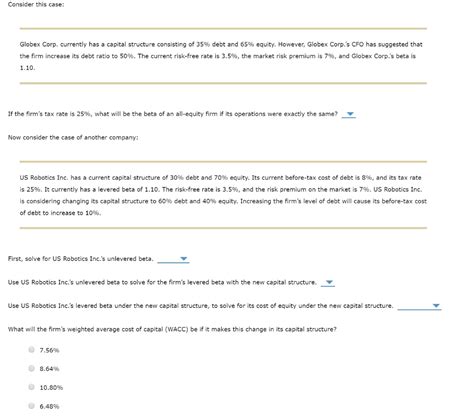 Solved 4 Determining The Optimal Capital Structure