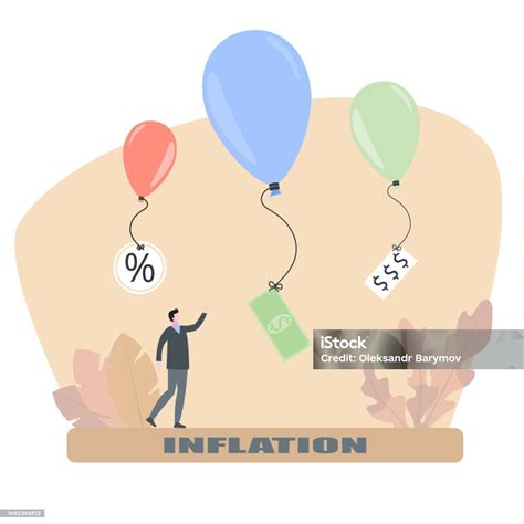가격 상승을 일으키는 인플레이션 주식 이나 펀드 소비자 구매력 감소 개념 하늘에서 높은 상승 비행 제품 가격 태그와 연결된 공기