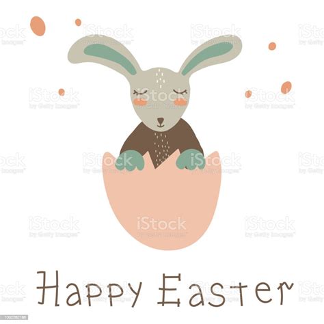 귀여운 부활절 토끼 계란과 텍스트 해피 부활절 밝은 유치한 휴가 카드벡터 재미있는 부활절 배경 0명에 대한 스톡 벡터 아트 및 기타 이미지 Istock