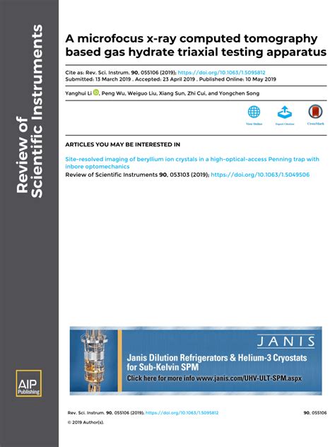 Pdf A Microfocus X Ray Computed Tomography Based Gas Hydrate Triaxial Testing Apparatus