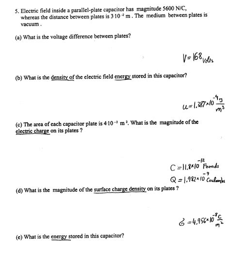Solved Electric Field Inside A Parallel Plate Capacitor Has