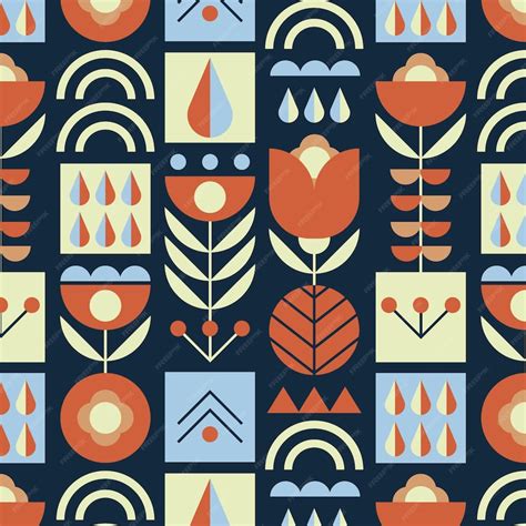 평면 스칸디나비아 디자인 패턴 무료 벡터