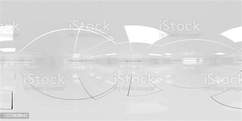 현대 미래 의 백색 건물 인테리어 3d 렌더링 일러스트의 전체 360도 등각 파노라마 Hdri 0명에 대한 스톡 사진 및 기타 이미지 Istock