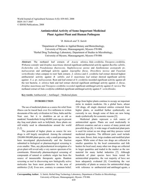 Antimicrobial Activity Of Some Important Medicinal