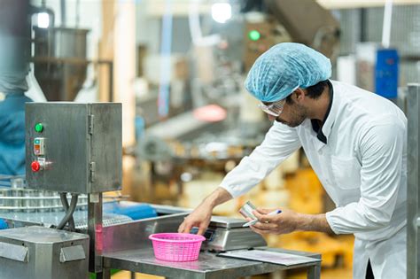 식품 생산 시설의 자동화 기계를 검사하는 검사관 품질 관리 안전 및 작업 흐름 효율성에 중점을 둡니다 현대식 제조 공장에서 식품 포장 기계를 감독하는 작업자 Stem 주제에