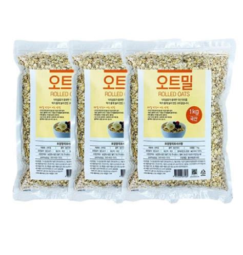 국내산 오트밀 눌린귀리 1kg X 2팩 납작귀리 구운귀리 국산귀리 오트밀 누른귀리 티몬