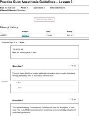 Practice Quiz Anesthesia Guidelines Lesson 3 CPT HCPCS Coding