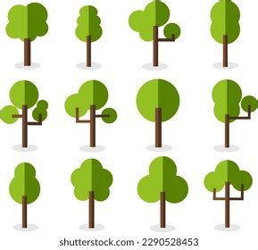 Collection Trees Flat Style Nature Icons Stock Vector Royalty Free 2291509115 Shutterstock