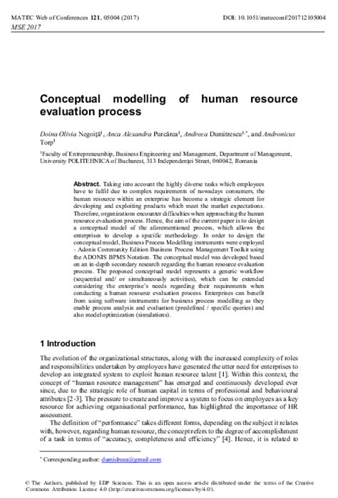 Pdf Conceptual Modelling Of Human Resource Evaluation Process