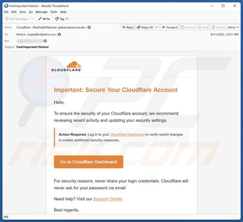Secure Your Cloudflare Account Email Scam Removal And Recovery Steps