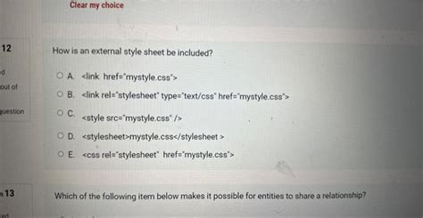 Solved Clear My Choice How Is An External Style Sheet Be