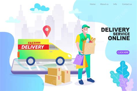 移動應用橫幅的快速交付服務設計理念模板下載，設計範本素材在線下載