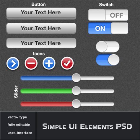 Simple Ui Elements 24psd
