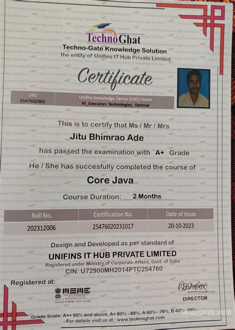 Core Java Certificate 🥳🎉 Jitesh Ade