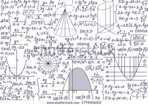 Mathematical Vector Seamless Pattern Handwritten Math Stock Vector