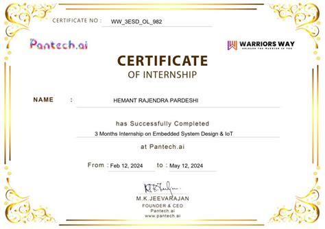 hemant pardeshi on linkedin embeddedsystems iot internshipcomplete
