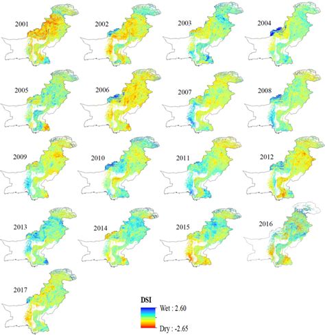 Annual Drought Severity Index Dsi Anomaly Values Over Pakistan For