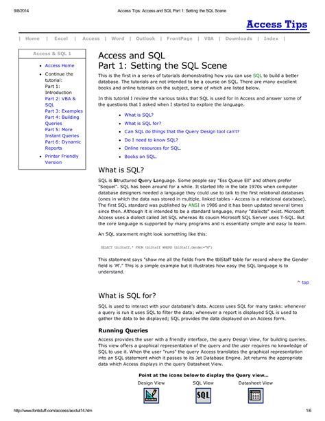 Access Tips Access And Sql Part 1 Setting The Sql Scene Pdf