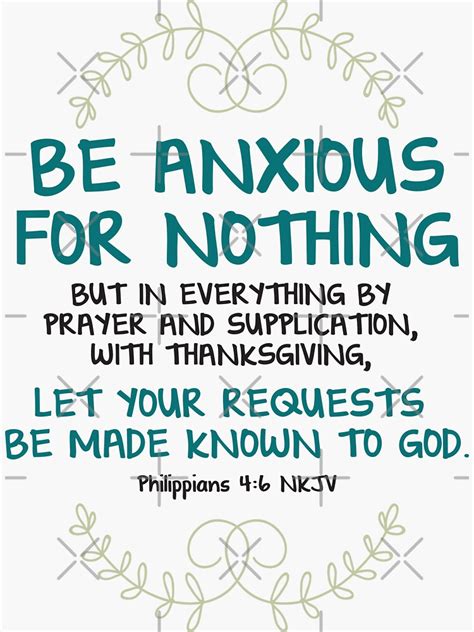 Be Anxious For Nothing Inspirational Sticker By Andantino Redbubble