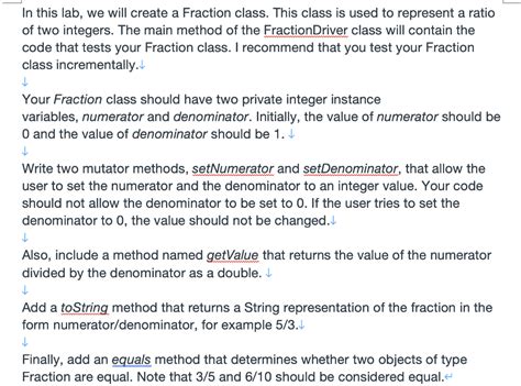 Solved In This Lab We Will Create A Fraction Class This