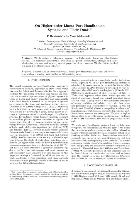 Pdf On Higher Order Linear Port Hamiltonian Systems And Their Duals