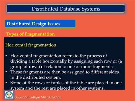 Distributed Database Systems Types Of Fragmentation Ipptx Databases
