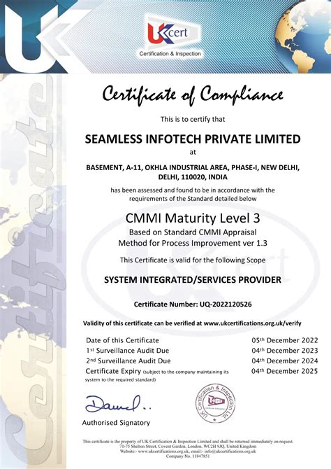Certificate Seamless Infotech
