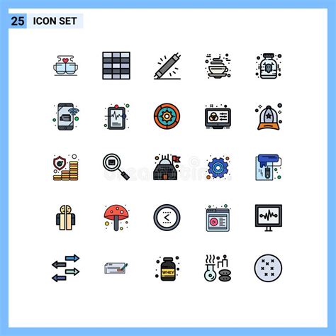 Filled Line Flat Color Pack Of 25 Universal Symbols Of Medical Hot Electric Cup Chocolate