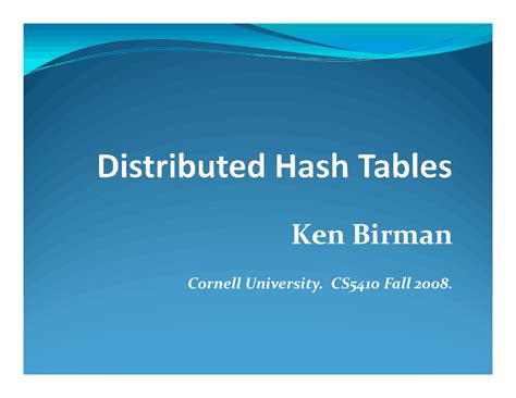 distributed hash table intermediate computer systems cs 5410 docsity