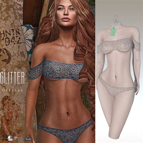 Second Life Marketplace Glitter Gillian Fitmesh Bikini White
