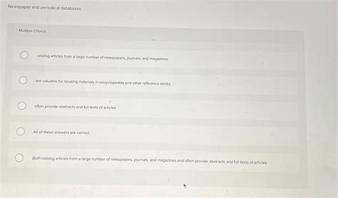 Solved Newspaper And Periodical Databasesmultiple