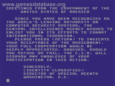 Hacker Ii The Doomsday Papers Commodore 64 Artwork Title Screen