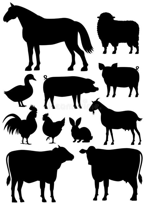 Farm Animals Silhouette Stock Illustrations 13179 Farm Animals