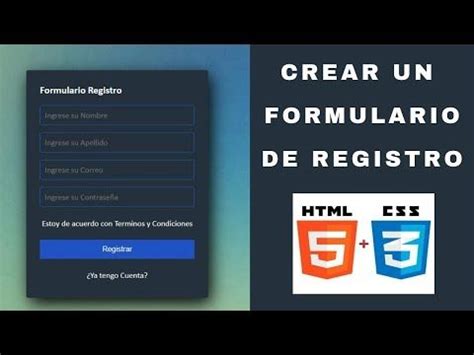 Crear Un Formulario De Registro Con HTML Y CSS Desarrollo Web YouTube Formularios