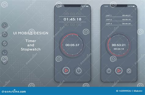 Stopwatch And Timer Clock Application Ui Mobile Phone Stock Vector Illustration Of
