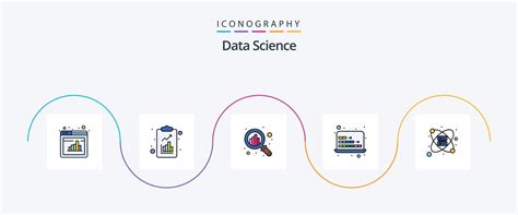 Data Science Line Filled Flat 5 Icon Pack Including Rack Graph