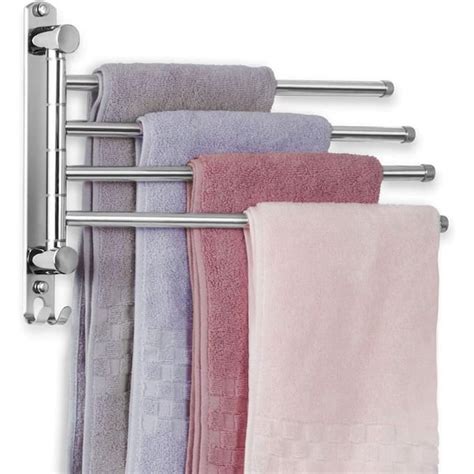 Dyiom Swivel Bathroom Towel Rack Towel Rack Wall Mounted 4 Arm Space