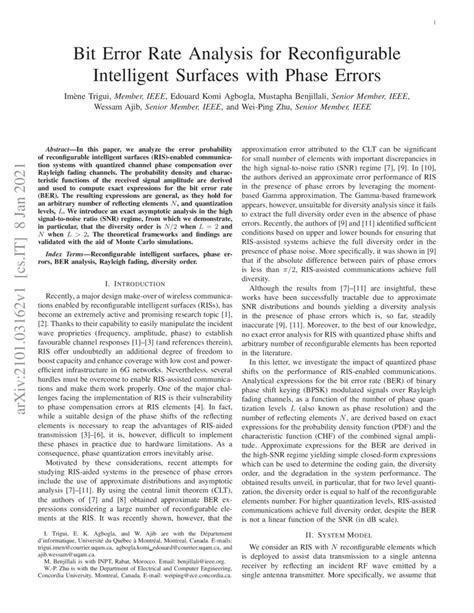 Bit Error Rate Analysis For Reconfigurable Intelligent Surfaces With