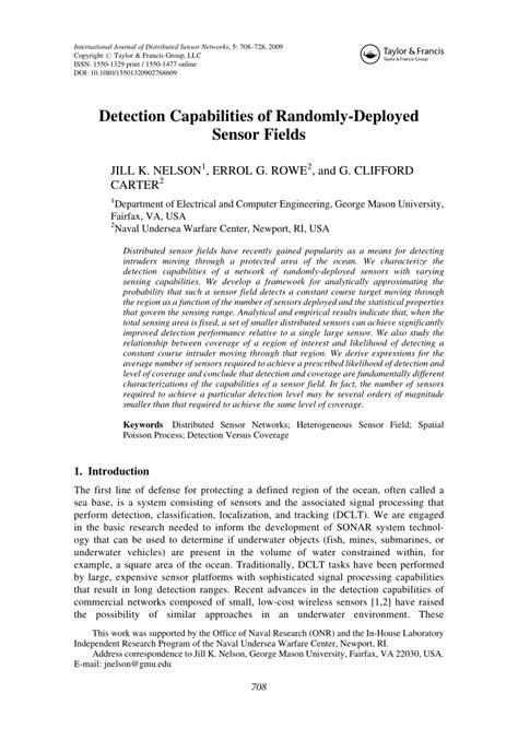 Pdf Detection Capabilities Of Randomly Deployed Sensor Fields