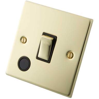 M2 Decorative 20A DP Switch With Flex Outlet Black Insert Polished Brass 6052 052 CEF