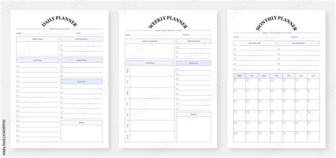 Daily Weekly Monthly Planner Template 3 Set Of Minimalist Planners Printable Daily Weekly