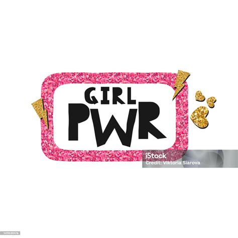 슬로건 소녀 힘을 가진 분홍색 반짝이 건전지 패션 소녀 인쇄 벡터 손으로 그린 그림입니다 0명에 대한 스톡 벡터 아트 및 기타 이미지 Istock