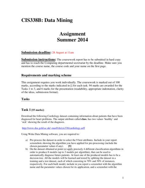 CIS338B Data Mining Assignment Summer 2014