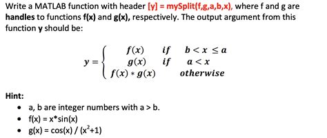 Solved Write A Matlab Function With Header Y