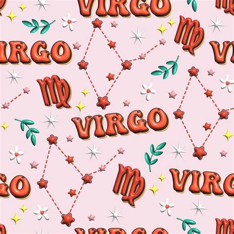 Virgo Cute 3d Illustration Zodiac Signs Seamless Pattern Zodiac Icons Astrological Pattern