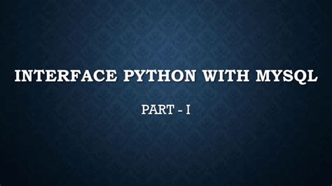 Interface Python With Mysql Part I Youtube